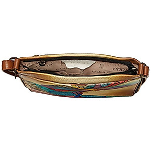 Anna by Anuschka womens Hand Painted Women's Extendable Anna Anuschka Women s Leather Expandable Crossbody Dancing Dragonfly, Dancing Dragonfly, One Size US