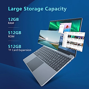 Chicbuy 15.6" Full HD 1080p IPS Laptop Computer, Intel Celeron N5095 Quad-Core Processors,12GB RAM, 512GB ROM, USB 3.0, Bluetooth 4.2,Pre-Install Windows 11,Mini HDMI, 2.4/5G WiFi, USB-A&C
