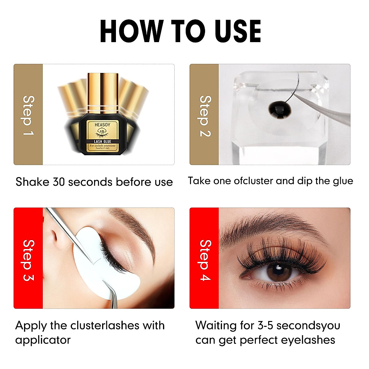 Extra Strong Eyelash Extension Glue | Heasoy Waterproof Lash Glue | 1 Sec Drying time | Retention 8 Weeks | Individual Lash Glue Long Lasting DIY for Semi-Permanent Extensions | Professional Use Only