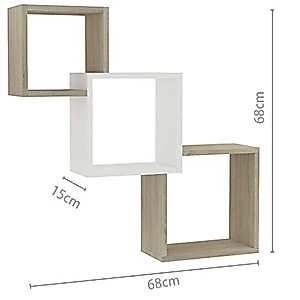 vidaXL CD Cube Wall Shelf, Bookshelf Wall Mountable Metal CD DVD Storage Rack,Wall Mount Display Rack for Bedroom, Living Room, Bathroom, Kitchen, Office