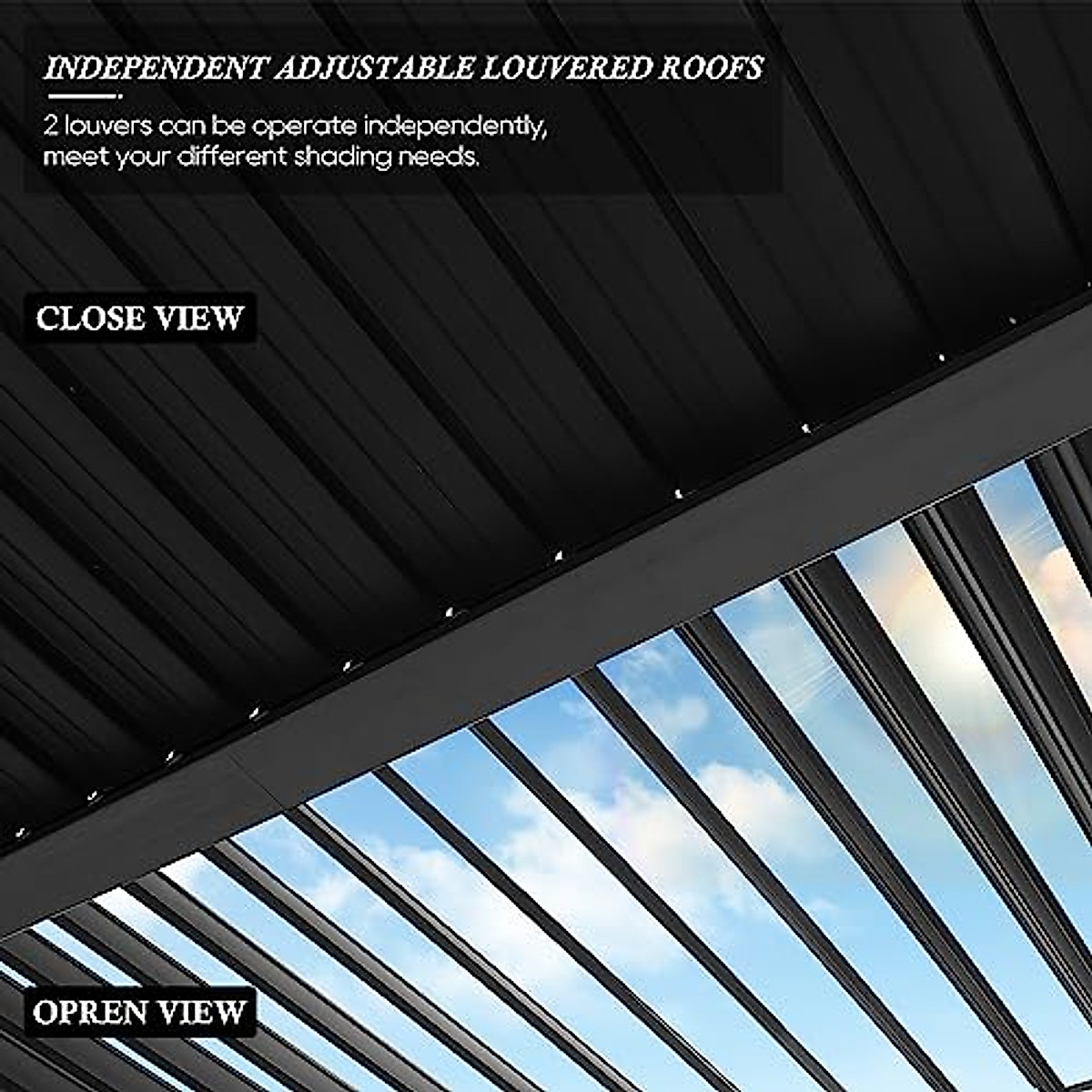 ONLYCTR Outdoor Louvered Pergola 10'×10', Aluminum Louvered Pergola, Aluminum Outdoor Deck Gazebo with Adjustable Roof, for Garden, Patio, Backyard, lawns, Beach (10' × 10', Black)