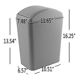 AnnkkyUS Plastic Trash Bin with Swing Lid, 16 L Small Garbage Bins, Grey