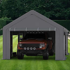 GarveeLife 13x20ft Carport Heavy Duty, Portable Garage with 4 Doors + 4 Window, Upgraded Carport with Reinforced Steel Poles, Uv Resistant Waterproof Tarp, Portable Carport for Car, Truck, Boat