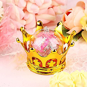 24 Pcs Gold Crown Candy Boxes with Dome, Fillable Golden Decorative Crown Candy Storage Boxes for Candies Chocolates Dessert Table Super Cute Plastic Crown Candy Containers for Baby Kid Party Favor