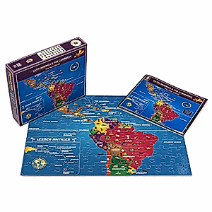 Latin America & Caribbean Map Puzzle – Map of South America – Jigsaw Puzzle-Educational History – 100 Piece Puzzles –The New World Continent – Mexico | Brazil | Chile | Peru | Colombia | South America