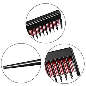 3 Piece Triple Teasing Comb, Rat Tail Combs for Women, Tool Structure Tease Layers Rattail Comb, Rat Tail Comb for Back Combing Root Teasing, Adding Volume, Evening Styling (Black and Red)