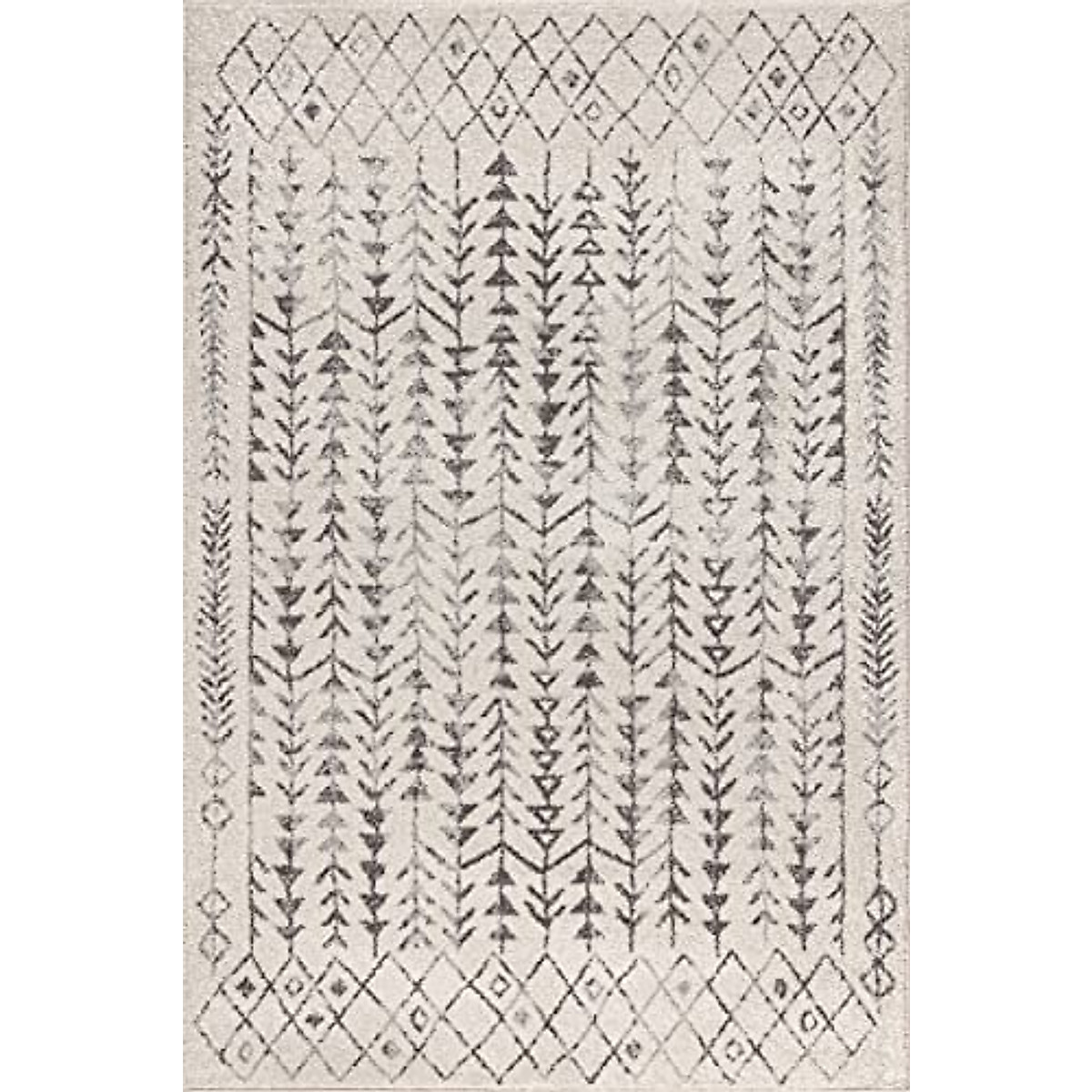 JONATHAN Y MOH210A-8 Ziri Moroccan Geometric Indoor Farmhouse Area-Rug Bohemian Minimalistic Easy-Cleaning Bedroom Kitchen Living Room Non Shedding, 8 X 10, Cream,Gray