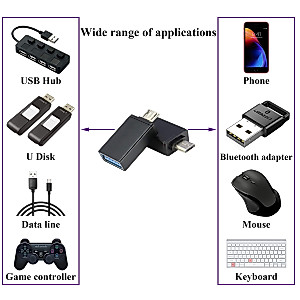 AAOTOKK OTG Micro to USB Adapter, Aluminum Alloy Micro USB Male to USB 2.0 A Female OTG (On The Go) Adapter for Android Smartphone Tablets More USB and Micro Devices (2 Pack-Black)