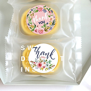 500 Floral Thank You Adhesive Label Stickers, 1.4 Inch Round Stickers 6 Different Designs, Thank You Stickers Roll Perfect for Birthday, Wedding Favors, Baby Shower, Small Business and Boutiques.