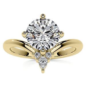 10K Solid Yellow Gold Handmade Engagement Ring 2.50 CT Round Cut Moissanite Diamond Solitaire Wedding/Bridal Ring Set for Women/Her, Fancy Ring Gifts for Her