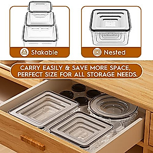 KEMETHY 40 Pcs Food Storage Containers with Lids Airtight (20 Containers & 20 Lids), Plastic Meal Prep Container for Pantry & Kitchen Organization, BPA-Free, Leak-Proof with Labels & Marker Pen