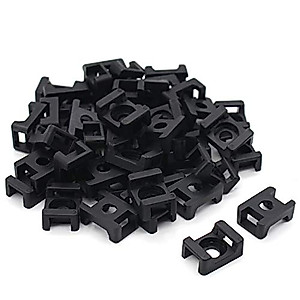 OLIREXD (100 Of Pack) Black 9mm Cable Tie Mount Base Saddle Type Mount Screw Wire Bundle Holder Base Holder Width Cable Large Size 0.75 inch