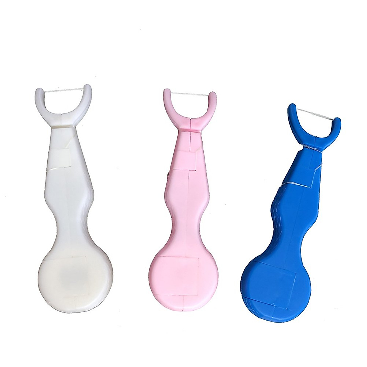 SUPVOX 3 Pcs Dental Floss Handle Reusable Dental Flosser Dental Wire Rack (White+ Pink + Blue)