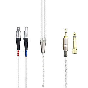 NewFantasia Silver Plated Replacement Audio Upgrade Cable Compatible with Sennheiser HD800S, HD820, HD800 Headphones with 3.5mm 1/8" Male and 6.3mm 1/4" Adapter 6.7ft