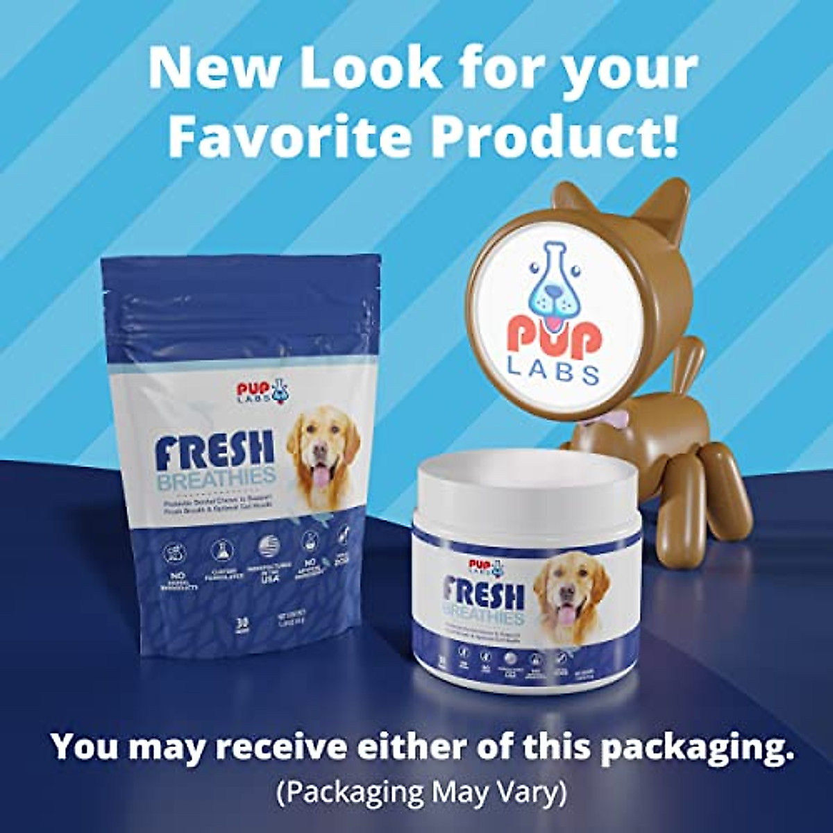 Pup Labs Fresh Breathies - All-Natural Delicious Dental Chews for Dogs - Dog Breath Freshener - Supports Gut Health and Immune System - Made for All Dogs and in The USA, 30 Chews