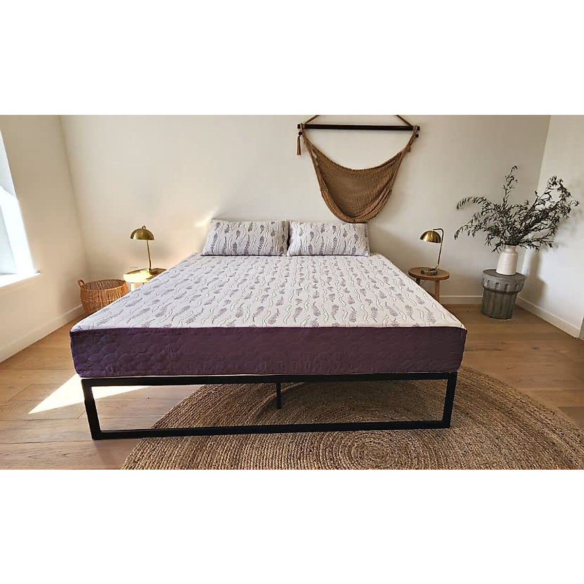 Sleep Touch Lavender Luxury -10inch, Made in USA, Gel-infused Memory Foam Mattress & Pillows, CertiPUR-US Certified, Bed-in-a-Box (Queen)