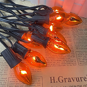 Konictom 12 Pack C18 Clear Flame Shape Light Bulb,1W Flame Flickering Lights for Indoor Outdoor Halloween Christmas Party Decor