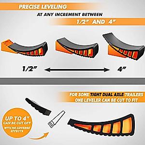 CARMTEK Camper Leveler Premium Kit - Curved RV Levelers with Camper Wheel Chocks, Rubber Mats and Carry Bag | Faster Camper Leveling Than RV Leveling Blocks