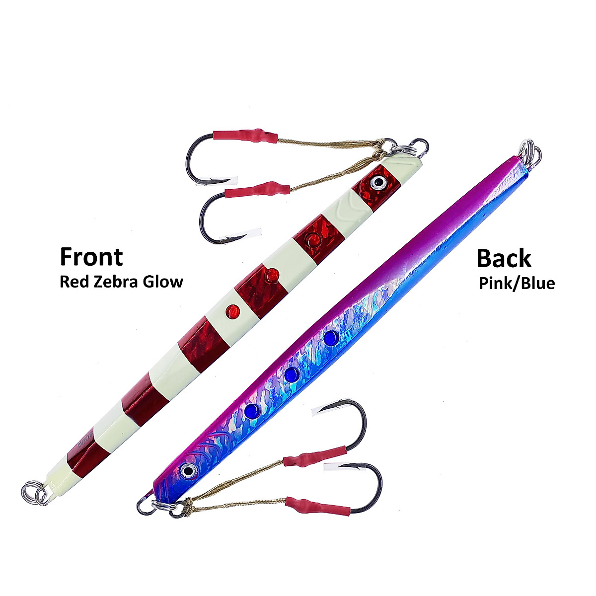Speed Knife Jigs 300g 10oz Pink/Blue w/Crimson Red Zebra Glow 3 Pieces