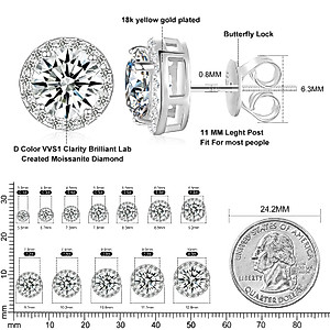 Moissanite Halo Earrings Screw Back 4.0CT 8MM*2 18K White Gold Plated 925 Sterling Silver Lab Round Cut Brilliant D Color VVS1 Clarity Moissanite Diamond Stud Earrings for Women Men