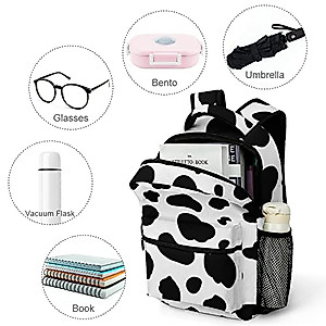 Qwalnely Cow Backpack for Adults Teens Cow Print Laptop for School Cow Print Accessories Stuff for Men Women and Boys Girls