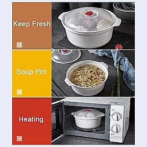 3 Piece Microwave Bowl with Lid, Heating Dish, Noodle Bowl, Storage Plate, Soup Bowl with Handle, Easy To Store, Bpa Free, Microwave Cookware Kitchen Supplies, College Dorm Essentials for Boys Girls