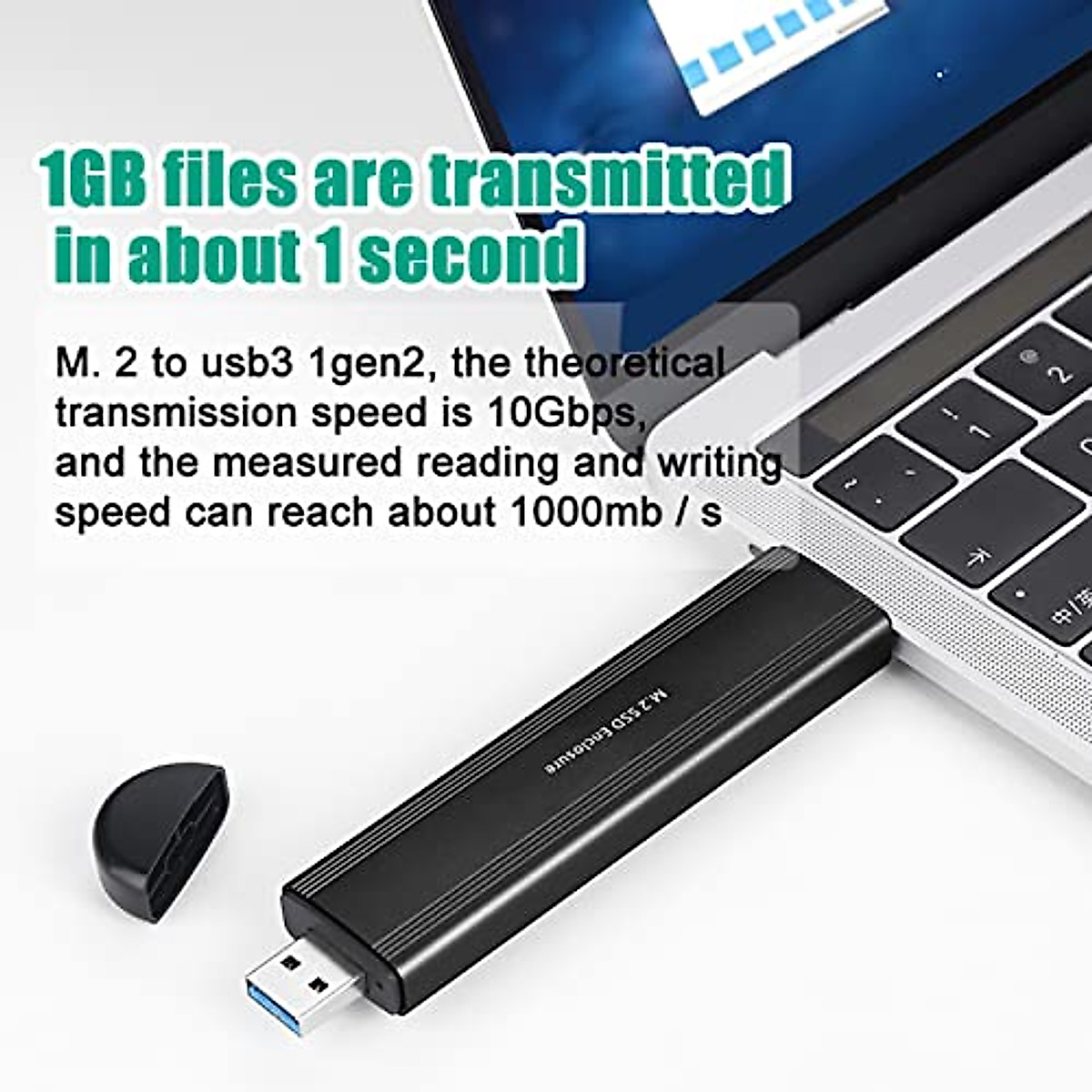 lonuo M.2 SSD Enclosure, M.2 NVME NGFF SSD Enclosure Adapter Plug and Play 10Gbps Dual Protocol Tool Free for Tablet for Desktop (Black)