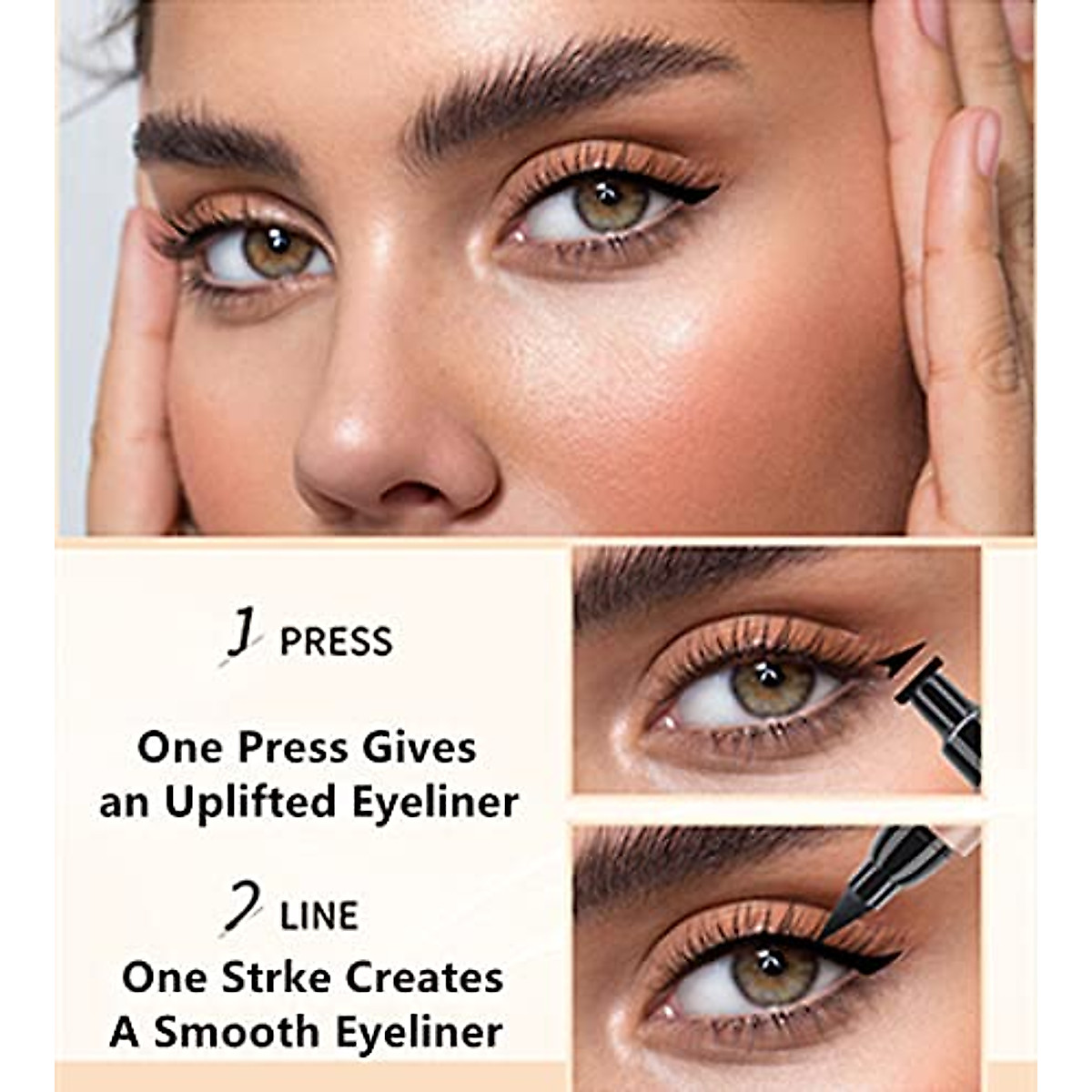 Go Ho Liquid Eyeliner Stamp Wingliner,Brown Winged Eyeliner Stamps for Cat Eyes,Long lasting Super Slim Precise Felt Tip Liquid Eye Liner Tattoo Tools,1 PC