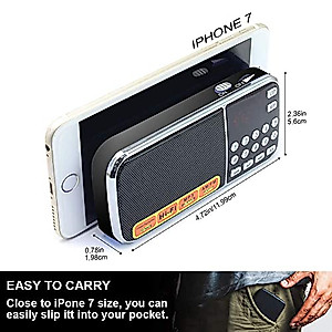 AM FM Portable Pocket Radio Battery Operated - with Best Reception Blue AM FM Compact USB Rechargeable Radios Music Player Support Micro SD/TF Card Slot