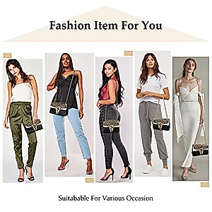 Mumobe Chain Crossbody Bag for Women & Girl, Leopard Print Leather Square Shoulder Satchel with Adjustable Metal Strap, Fashion Ladies Designer Evening Clutch Purse Handbag for Party, Work, Gift