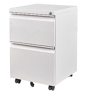SISESOL 2 Drawer File Cabinet with Lock, Under Desk Metal Filing Cabinet for Home Office,Lockable Rolling File Cabinet with 2 Keys for Legal/Letter/a4 Size