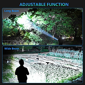 Rechargeable Flashlights High Lumens, 2 Pack 250000 Lumen Super Bright LED Flashlight, Powerful Handheld Flashlights with ΒATTERY & USB Cable, Waterproof Flashlight with 4 Modes for Camping