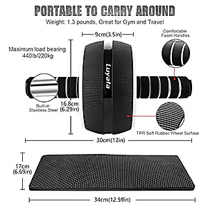 Ab Roller Wheel, 10-In-1 Ab Exercise Wheels Kit with Resistance Bands, Knee Mat, Jump Rope, Push-Up Bar - Home Gym Equipment for Men Women Core Strength & Abdominal Exercise