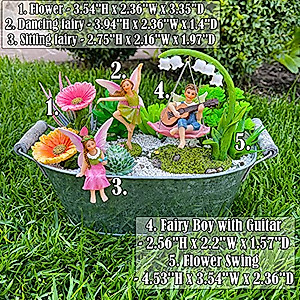 Mood Lab Fairy Garden - Dancing Swing Accessories Kit of 5 pcs - Miniature Garden Figurines Set - Outdoor or House Decor