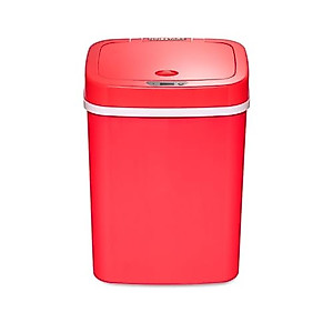 3.2 Gallon Red Rectangular Motion Sensor Trash Can Rectangle Plastic Decorative Bag Fastener