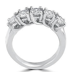 Pompeii3 14k White Gold Diamond Ring Five Stone Wedding Band 1 1/2cttw