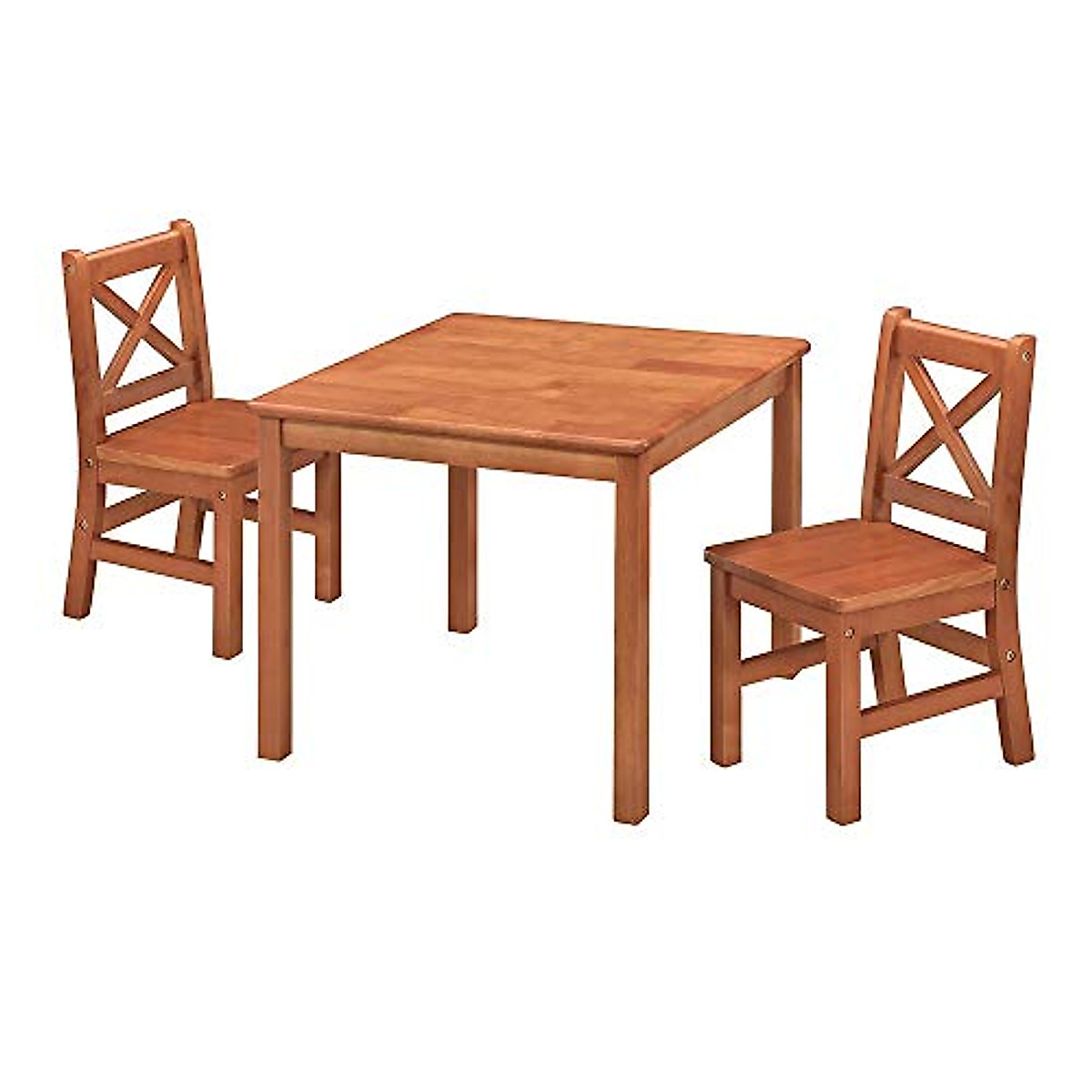 eHemco Solid Hard Wood Kids Table and Chair Set (2 Chairs Included), Dark Oak, 3 Piece Set