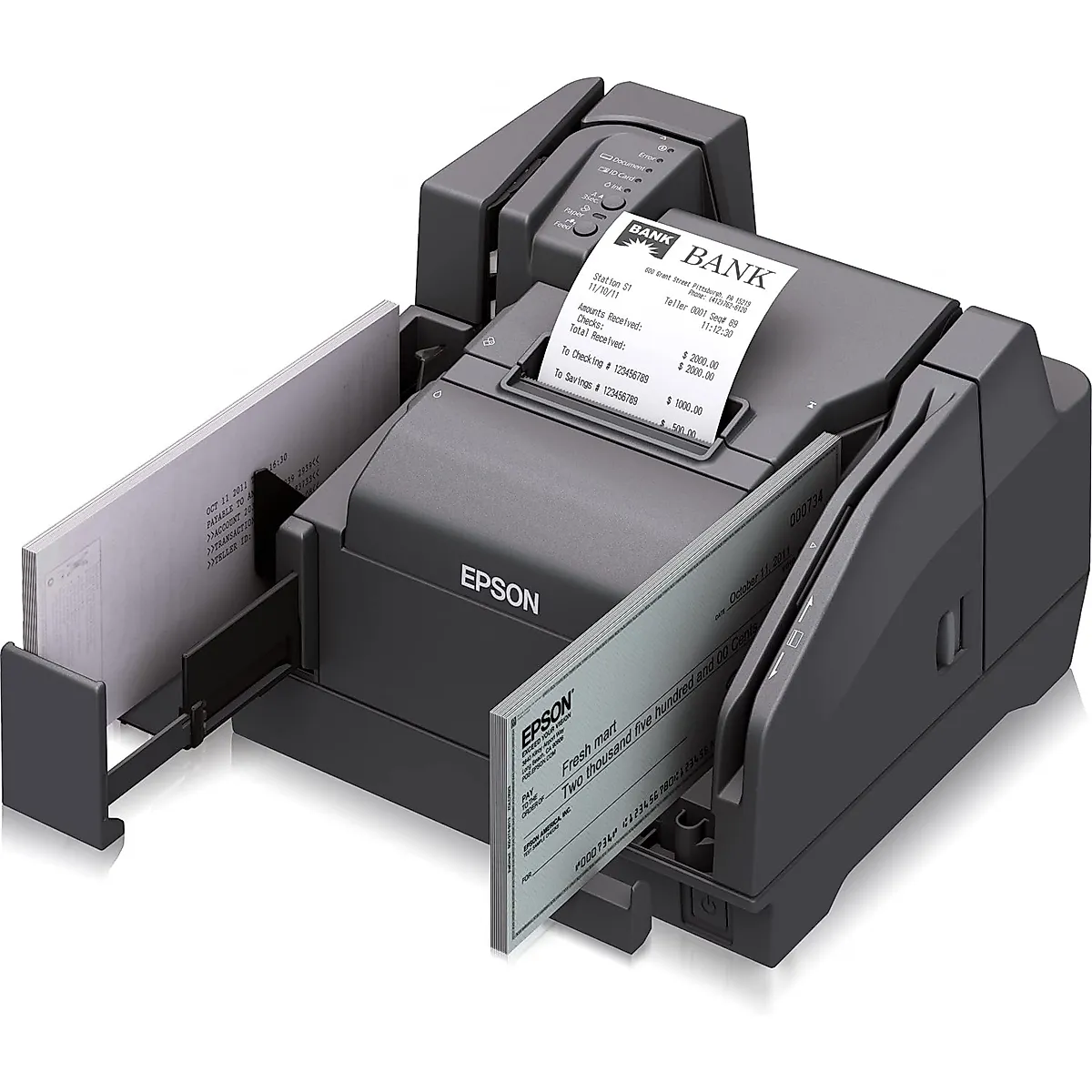 Epson A41A267001 TM-S9000 Multifunction Scanner and Printer, 110DPM, Direct Thermal, USB, 2 Pocket, USB Hub and MSR Reader, Dark Gray