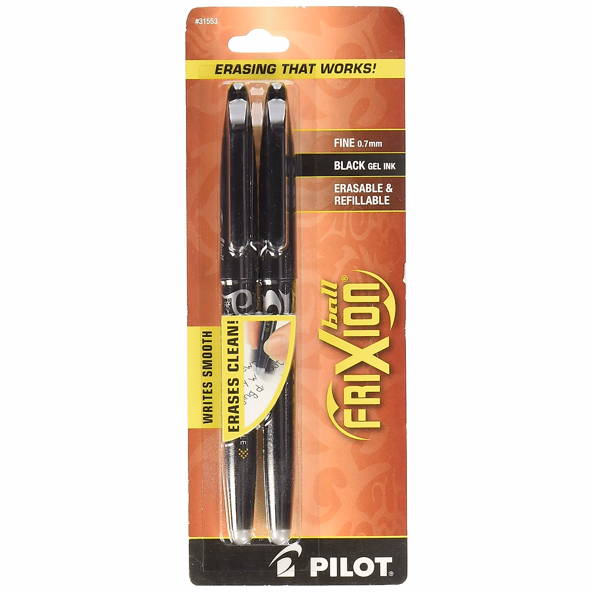 Frixion Erasable Gel Pen in Black [Set of 6] Color: Black