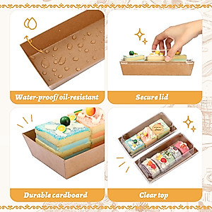 Inbagi Charcuterie Boxes with Clear Lids,100 Pack Paper Rectangle Disposable Sandwich Boxes, Cookie Boxes, Bakery Bread Boxes for Cookies Desserts Mini Cakes Packaging(Kraft)