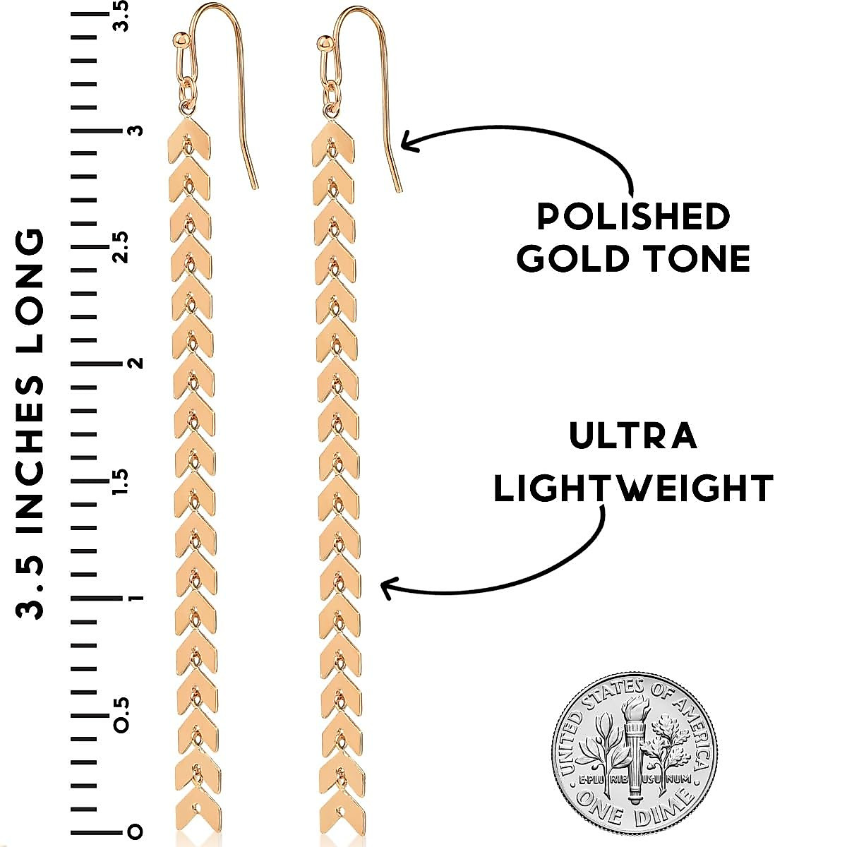 Humble Chic NY Gold Dangle Earring - Long Tassel Earrings for Women, Plated Base Metal, 3.5in Drop, Lightweight, Bridal Party