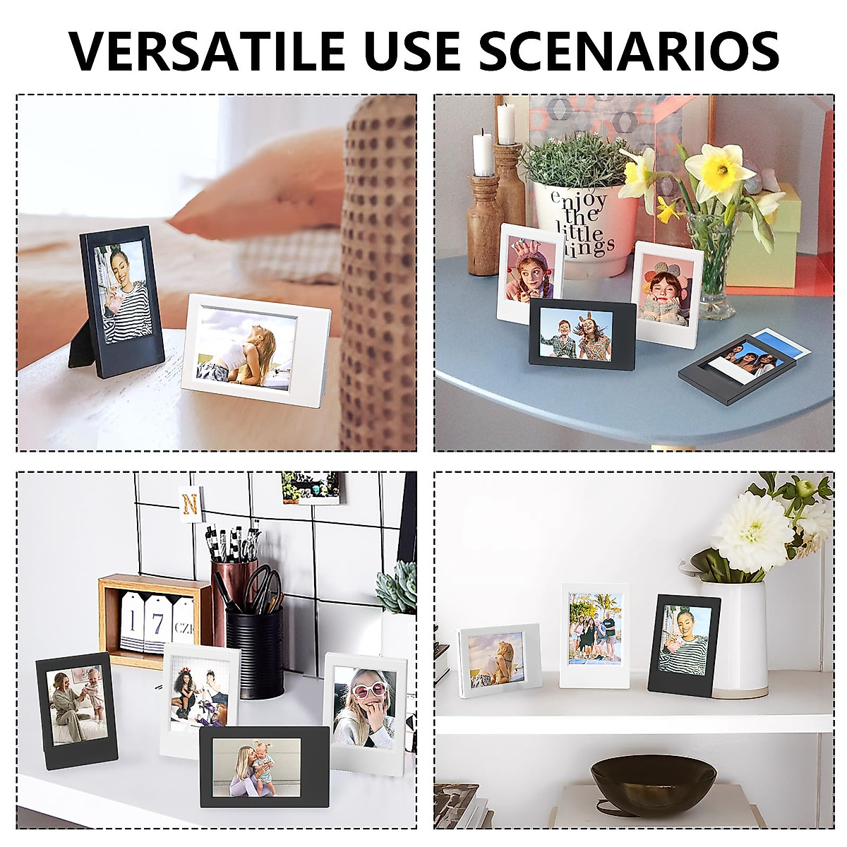 wogozan Mini 3 Inch Photo Picture Frames for Fujifilm Instax Mini 12/11/99/90/9/8/7+/EVO Classic Polaroid 2x3 Frame Wallet Size Photo Desktop Display Black & Grey (10 Pack)