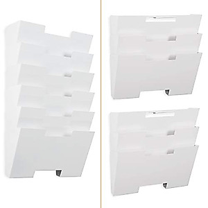 Wallniture Lisbon 13" Wall File Holder Organizer for Office Organization and Storage, 6-Tier Magazine Holder Metal White