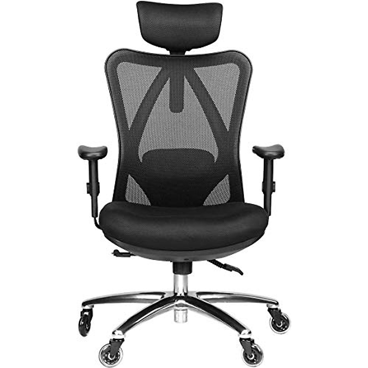 Duramont Ergonomic Office Chair - Adjustable Desk Chair with Lumbar Support and Rollerblade Wheels - High Back Chairs with Breathable Mesh - Thick Seat Cushion, Head, and Arm Rests - Reclines