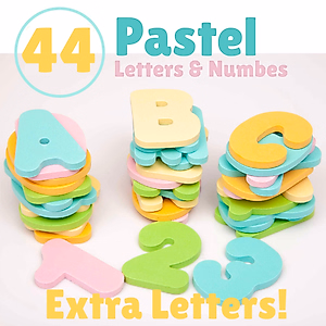 Tub Cubby Safe & Soft ABC 123 Foam Bath Letters & Numbers - Magically Stick On Wet Walls + Bonus Rubber Duck | Spell & Count Educational Alphabet Kids Bathtub Play Set - Extra 44 Pack