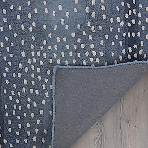 Restoration and Renovation Antelope Cheetah Blue Animal Contemporary Handmade 100% Woolen Area Rugs & Carpets (Blue, 6x9)