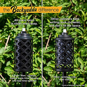 Backyadda Torch Replacement Canisters (16 oz). Compatible with Tiki Brands (Bamboo and Most Metal Styles). Easy Fill Opening. 4-Pack (Standard Metal)