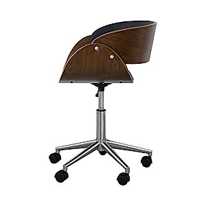 Teamson Home Valeria Modern Ergonomic Faux Leather Curved Seat Adjustable Swivel Home Office Desk Chair, Black/Brown