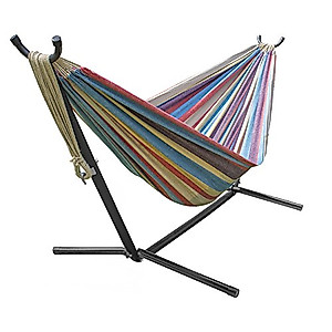 Sorbus 2-Person Luxury Hammock with Steel Stand- Premium Cotton Blend 60" Large Hammock Bed- Heavy Duty 450lbs Portable Hammock w/Carrying Case - for Garden Yard Patio Outdoor Camping Gifts- Washable