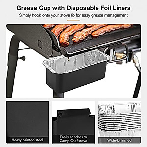 Stanbroil Grease Cup for Camp Chef Griddles with 10-Pack Disposable Foil Liners Replacement for Camp Chef Flat Top Griddle Models: SG100, SG90, G60, SG30 and SG14